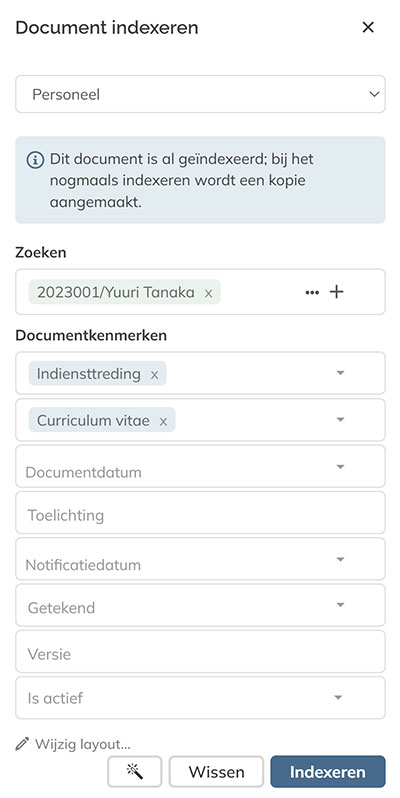 Documenten indexeren in Xtendis 7 – Home