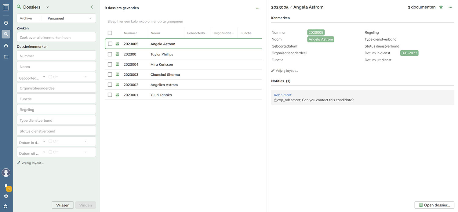 Werken met dossiers in Xtendis 7 – Home